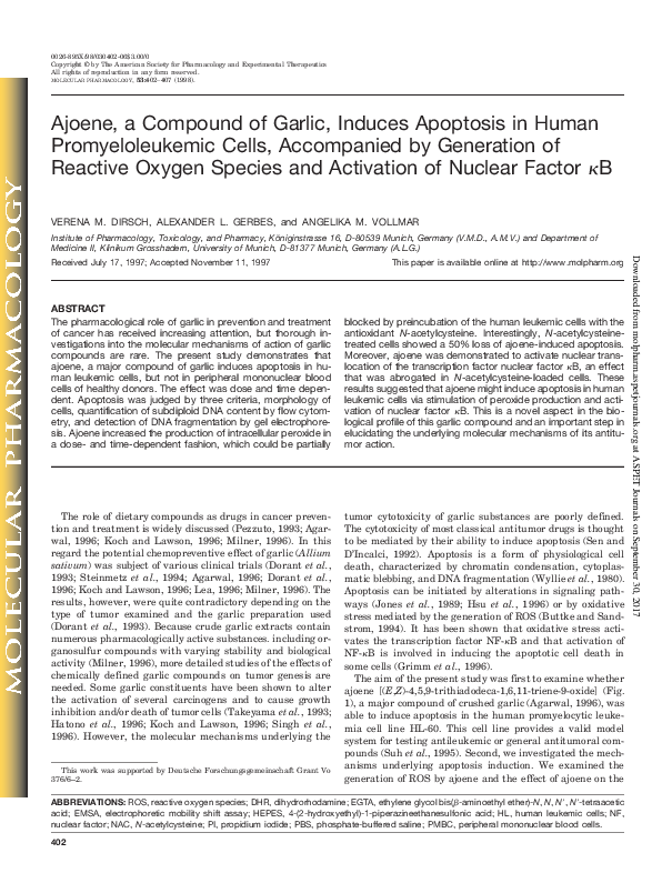 (PDF) Ajoene, a Compound of Garlic, Induces Apoptosis in Human ...