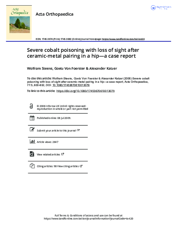 (PDF) Severe cobalt poisoning with loss of sight after ceramic-metal ...