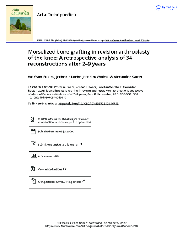 (PDF) Morselized bone grafting in revision arthroplasty of the knee: A ...