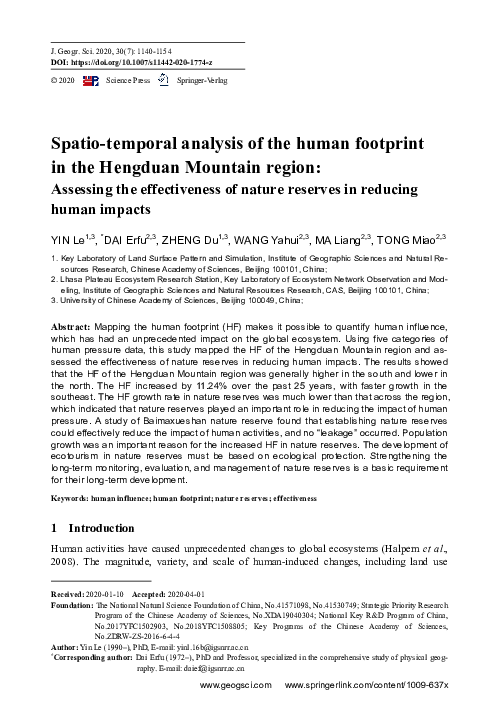 (PDF) Spatio-temporal analysis of the human footprint in South Ecuador: Influence of human ...