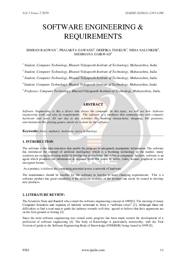 (PDF) Software Engineering and Requirements