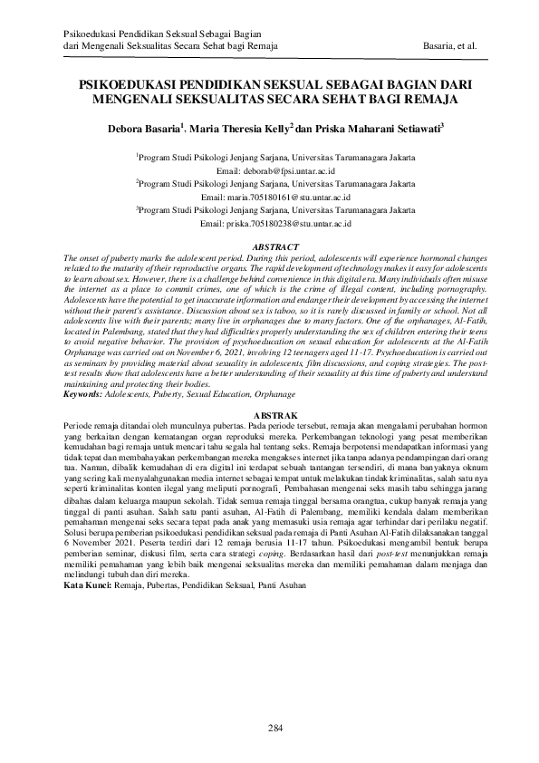 (PDF) Psikoedukasi Pendidikan Seksual Sebagai Bagian Dari Mengenali Seksualitas Secara Sehat ...