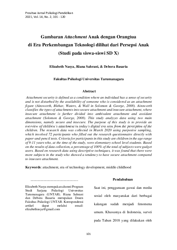 (PDF) Gambaran Attachment Anak dengan Orangtua di Era Perkembangan ...