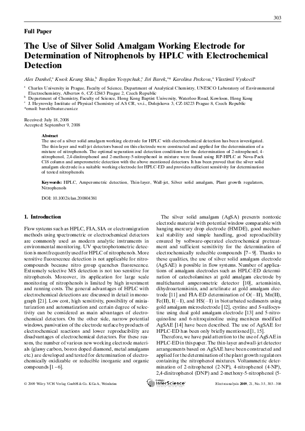 (PDF) The Use of Silver Solid Amalgam Working Electrode for ...