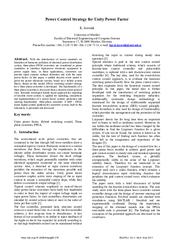 (PDF) Power control strategy for unity power factor