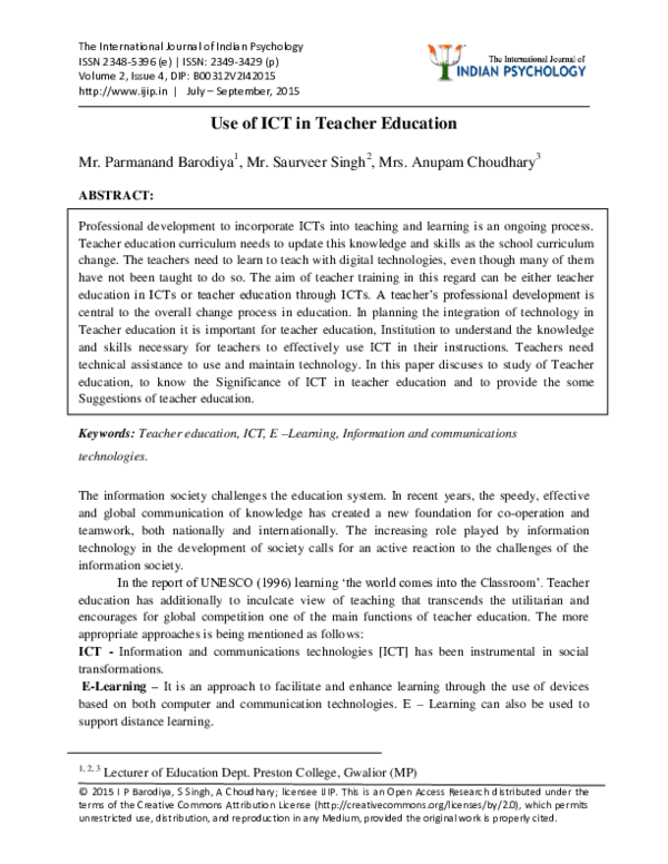 (PDF) Use of ICT in Teacher Education