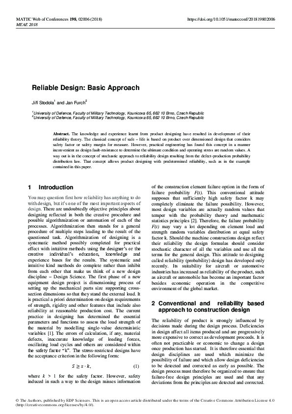 (PDF) Reliable Design: Basic Approach