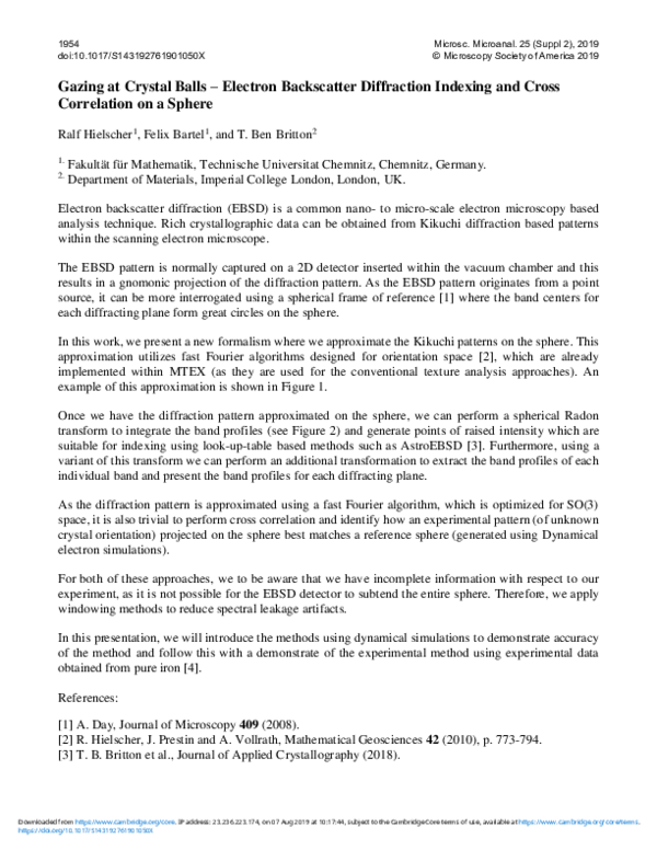 (PDF) Gazing at Crystal Balls – Electron Backscatter Diffraction Indexing and Cross Correlation ...