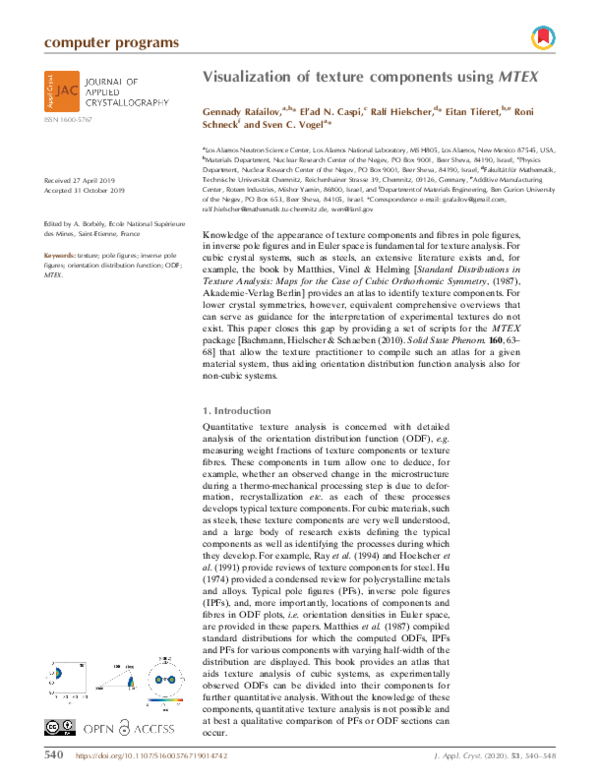 (PDF) Visualization of texture components using MTEX