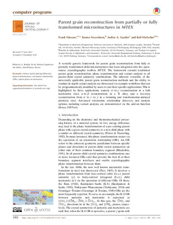 (PDF) Parent grain reconstruction from partially or fully transformed ...