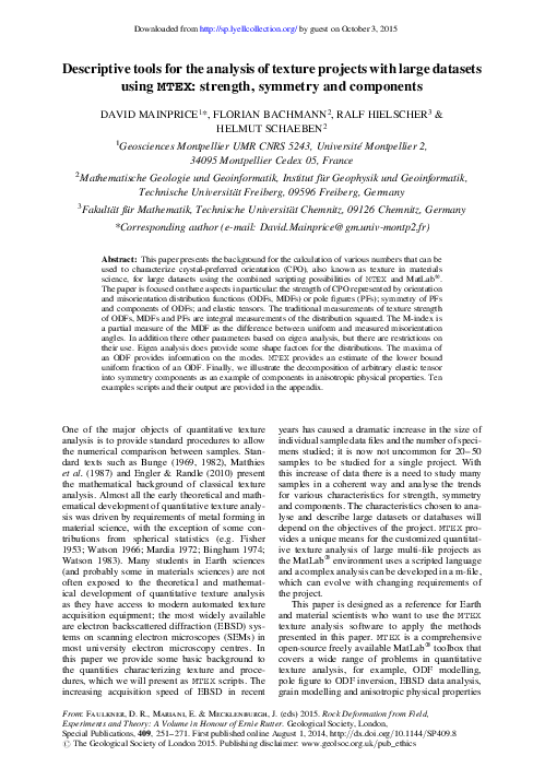 (PDF) Descriptive tools for the analysis of texture projects with large datasets using MTEX ...