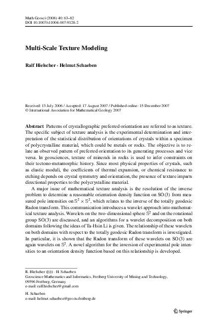 (PDF) Multi-Scale Texture Modeling | Ralf Hielscher - Academia.edu