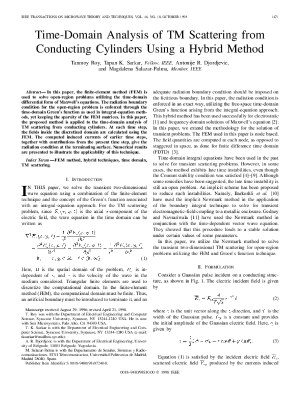 (PDF) Time-domain analysis of TM scattering from conducting cylinders ...