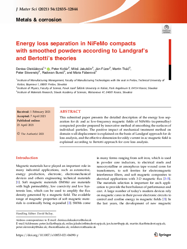 (PDF) Energy loss separation in NiFeMo compacts with smoothed powders ...