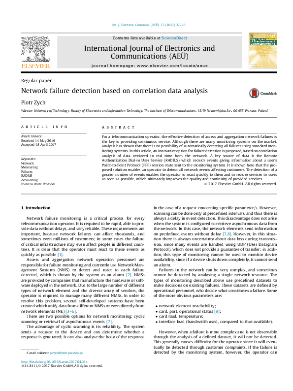 (PDF) Network failure detection based on correlation data analysis