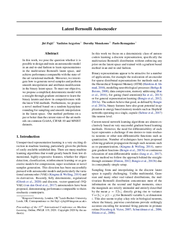 (PDF) Latent Bernoulli Autoencoder | Dorothy Monekosso - Academia.edu