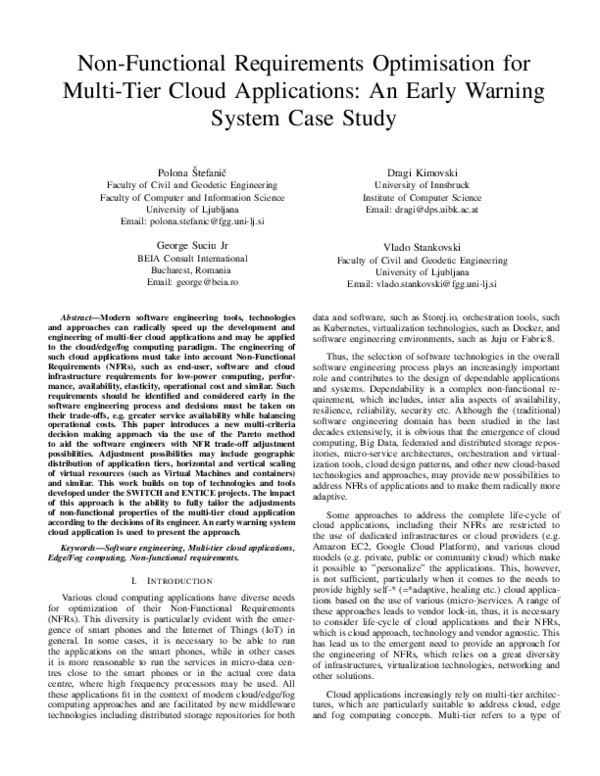 (PDF) Non-functional requirements optimisation for multi-tier cloud ...