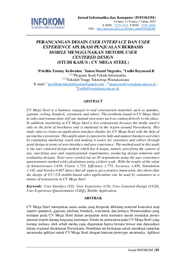 (PDF) Perancangan Desain User Interface Dan User Experience Aplikasi Penjualan Berbasis Mobile ...