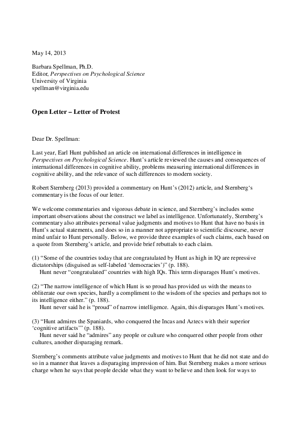(PDF) Open Letter – Letter of Protest | Heiner Rindermann - Academia.edu