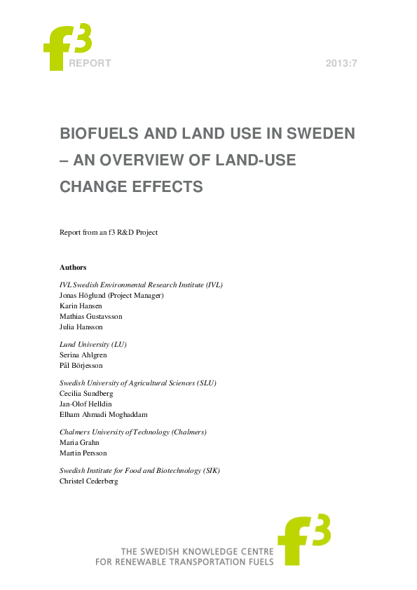 (PDF) Biofuels and land use in Sweden: an overview of land-use change ...