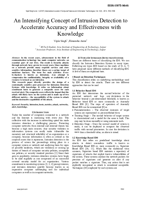 (PDF) An Intensifying Concept of Intrusion Detection to Accelerate Accuracy and Effectiveness ...