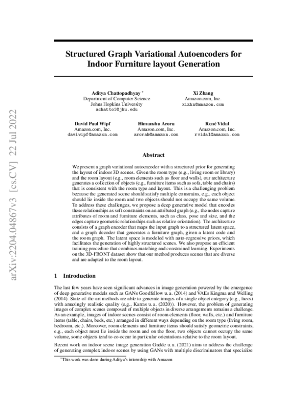 (PDF) Structured Graph Variational Autoencoders for Indoor Furniture layout Generation
