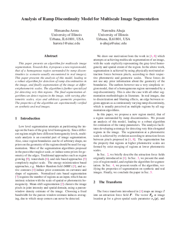 (PDF) Analysis of Ramp Discontinuity Model for Multiscale Image Segmentation