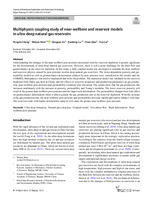 (PDF) Multiphysics coupling study of near-wellbore and reservoir models in ultra-deep natural ...