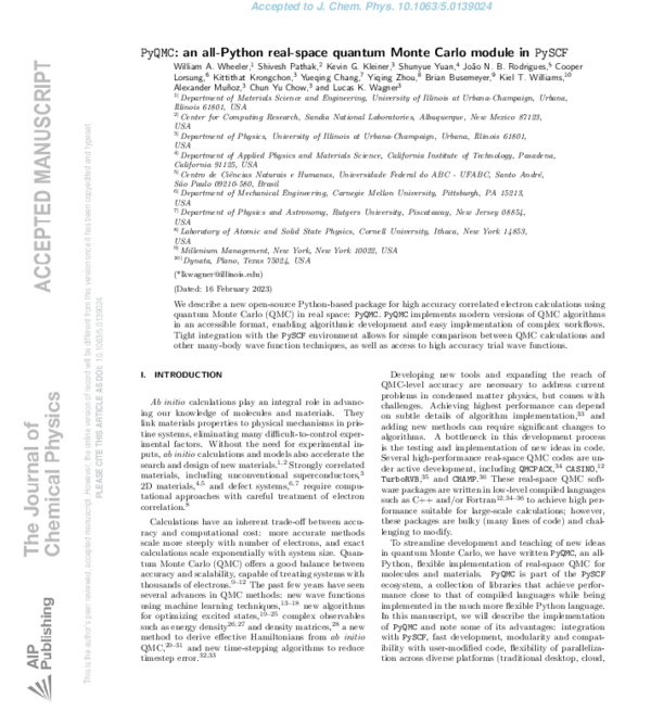 (PDF) PyQMC: An all-Python real-space quantum Monte Carlo module in PySCF