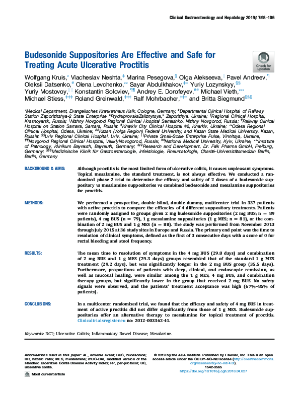 Budesonide Suppositories Are Effective and Safe for Treating Acute ...