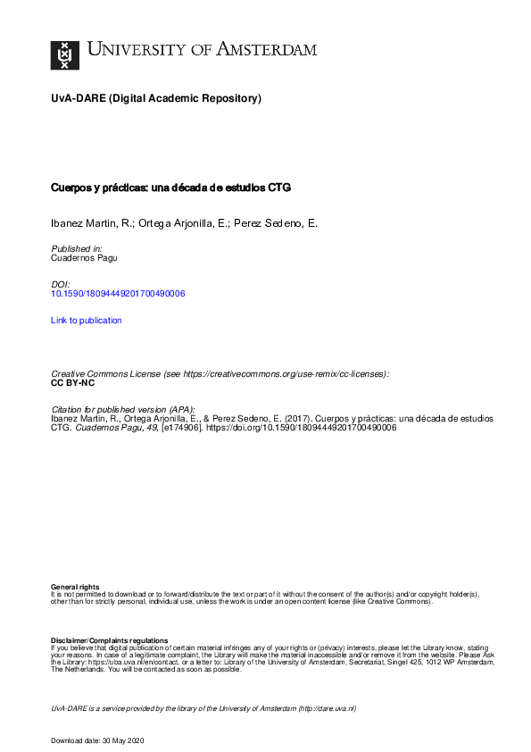 (PDF) Cuerpos y prácticas: una década de estudios ctg