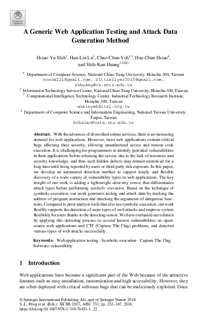 (PDF) A Generic Web Application Testing and Attack Data Generation Method