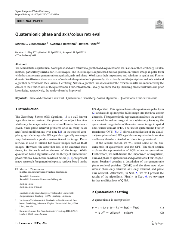 (PDF) Quaternionic phase and axis/colour retrieval