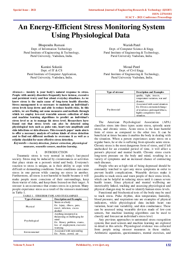 (PDF) An Energy-Efficient Stress Monitoring System Using Physiological Data