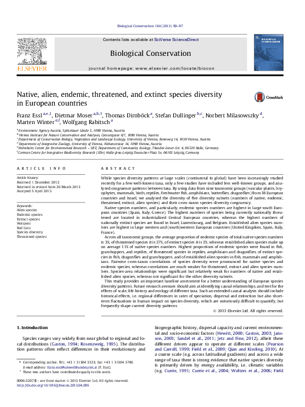 (PDF) Native, alien, endemic, threatened, and extinct species diversity ...