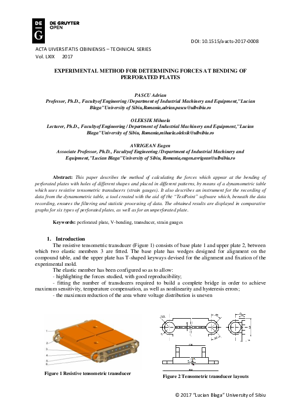 (PDF) Experimental Method for Determining Forces at Bending of ...