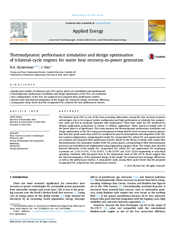 (PDF) Thermodynamic performance simulation and design optimisation of trilateral-cycle engines ...