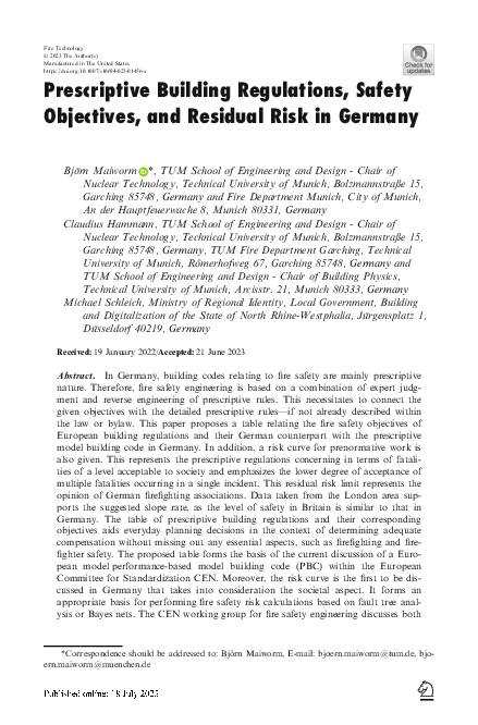 (PDF) Prescriptive Building Regulations, Safety Objectives, and ...