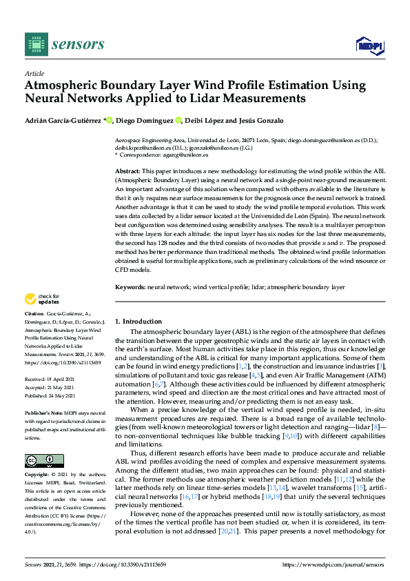 (PDF) Atmospheric Boundary Layer Wind Profile Estimation Using Neural ...