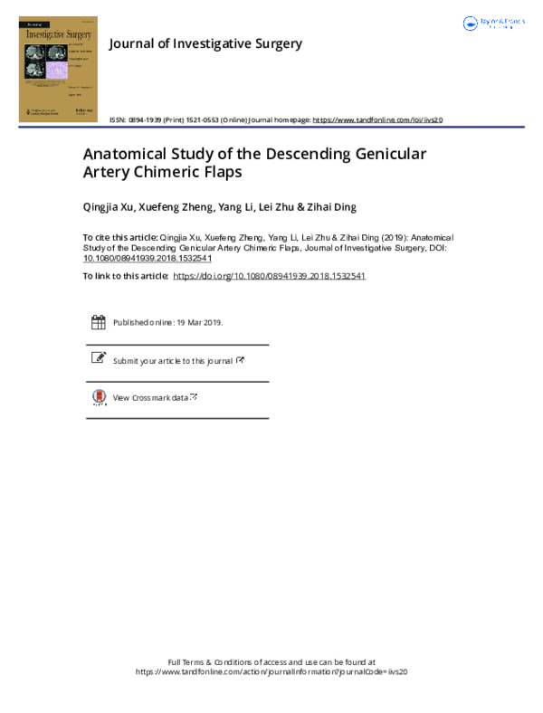 (PDF) Anatomical Study of the Descending Genicular Artery Chimeric Flaps