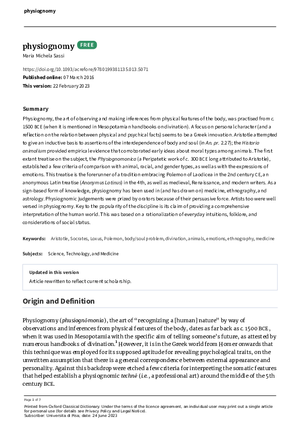 (PDF) Physiognomy