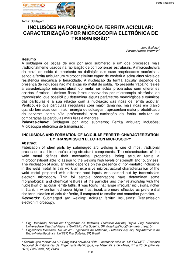 (PDF) Inclusões Na Formação Da Ferrita Acicular: Caracterização Por ...