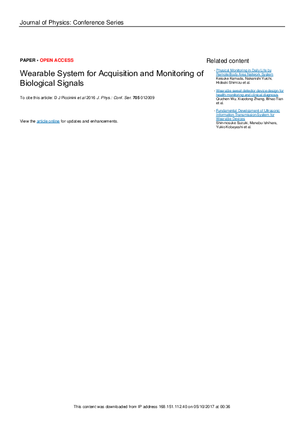 (PDF) Modular Wearable System for Biological Signals