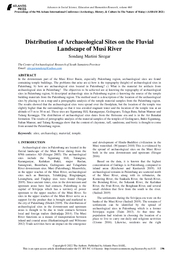 (PDF) Distribution of Archaeological Sites on the Fluvial Landscape of ...