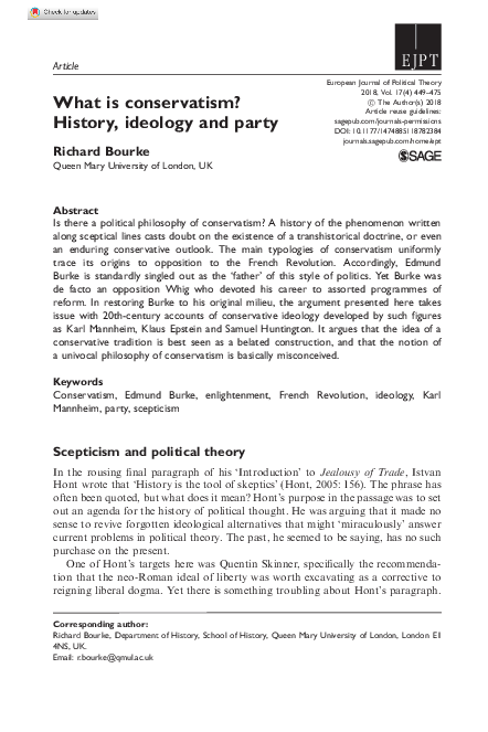 (PDF) Bourke - What is conservatism? History, ideology and party