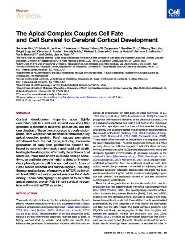 (PDF) The Apical Complex Couples Cell Fate and Cell Survival to ...