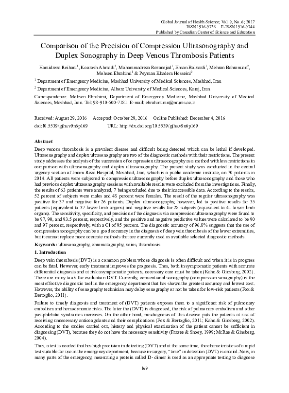 (PDF) Comparison of the Precision of Compression Ultrasonography and ...