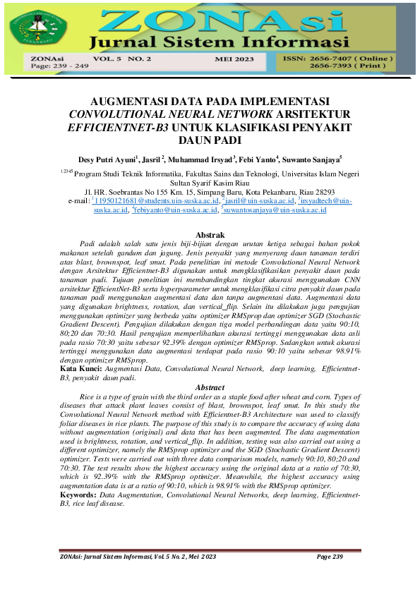 Pdf Augmentasi Data Pada Implementasi Convolutional Neural Network