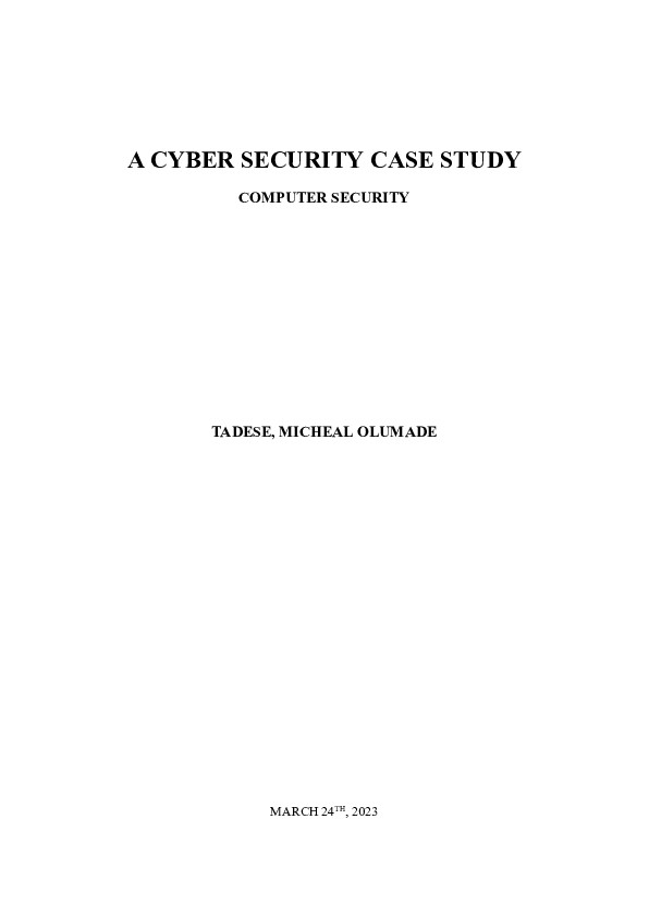 (PDF) A CYBER SECURITY CASE STUDY