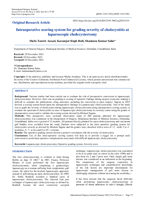 (PDF) Intraoperative scoring system for grading severity of ...